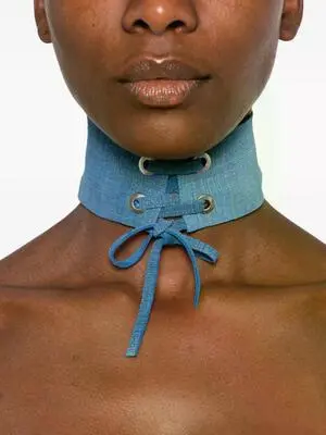 MANOKHI Denim-effect Choker Necklace