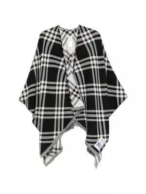 Burberry Check Frayed Cape Black