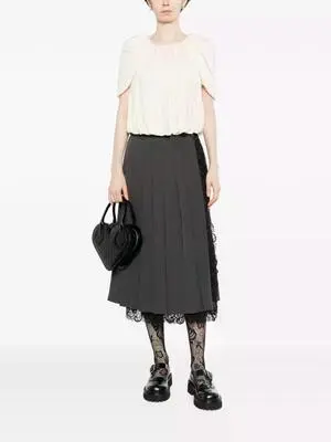 FETICO Gathered Short-sleeve Blouse In Ecru - Grey
