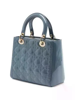 Dior Patent Cannage Lady Satchel - Blue