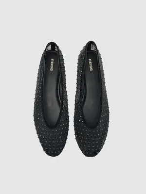 REISS Mesh Embellished Ballet Flats