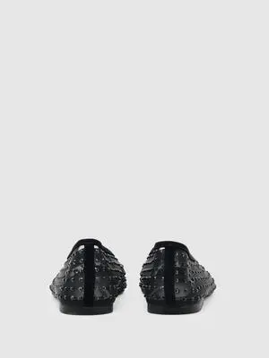 REISS Mesh Embellished Ballet Flats