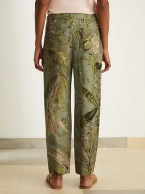 REISS Linen Floral Tapered Trousers