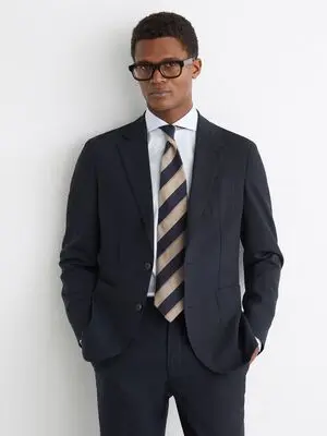 REISS Tailored Fit Wool Single-breasted Travel Suit Blazer