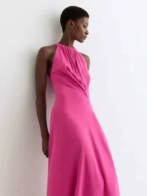 REISS Maeve Draped Midi Dress