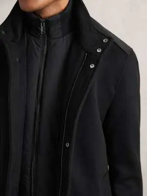 REISS Wool-blend Gilet-insert Coat