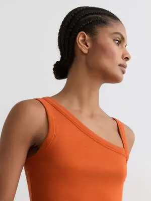 REISS Stretch-cotton Asymmetric-neck Vest