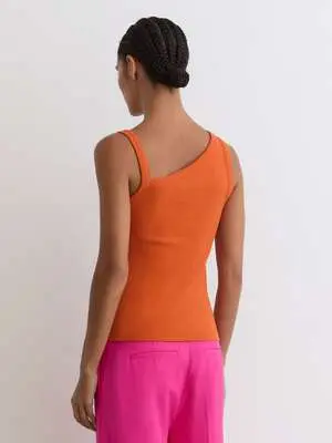 REISS Stretch-cotton Asymmetric-neck Vest