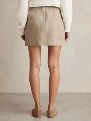 REISS Linen Whipstitch Mini Skirt