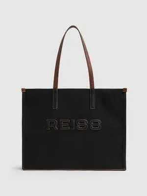 REISS Canvas Logo Tote Bag