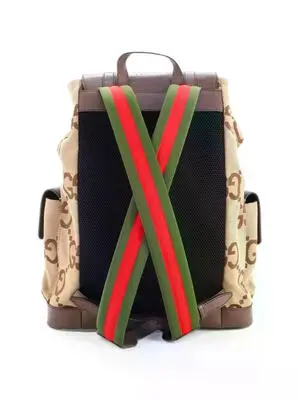 Gucci Jumbo Gg Canvas And Leather Double Pocket Belt Backpack