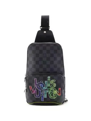 LOUIS VUITTON Avenue Sling Bag Limited Edition Interlinked Logo Damier Graphite Crossbody Bag - Black