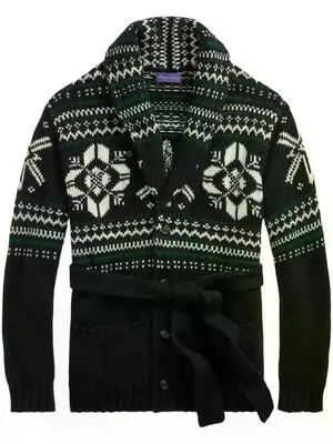 Ralph Lauren Purple Label Intarsia-knit Cardigan - Black