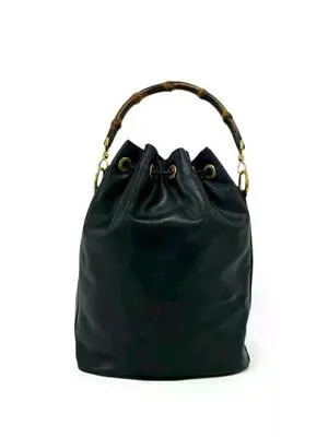 Gucci 20th Century Calfskin Bamboo Satchel - Black