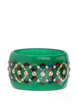 Mark Davis 18k Yellow Gold White Topaz Bangle - Green