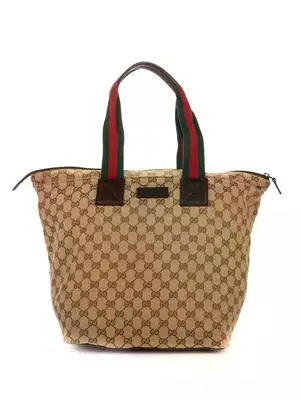 Gucci Gg Supreme Canvas Tote Bag With Web Detail - Neutrals