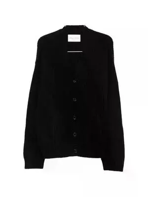 ROBERTO COLLINA Ribbed-knit V-neck Cardigan - Black
