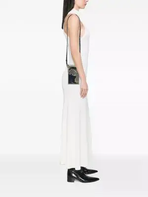 Fendi 2010-2026 Smooth Calfskin Marble Print Vertical Box Crossbody Bag - Grey