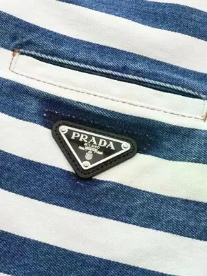 Prada 2010s Logo Plate Striped Skirt
