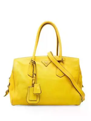 Prada 2013-2026 Vitello Daino Zip Top Satchel - Yellow