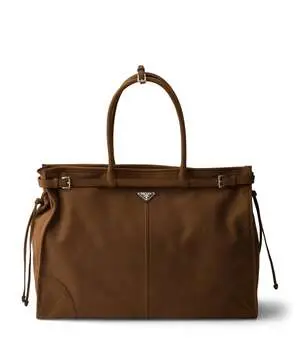 Prada Large Leather Bonnie Top-handle Bag - Brown