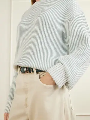 Varley Seymour Two-tone Cotton-knitted Sweater