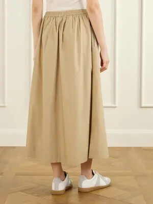 Varley Cambria Gathered Cotton-jersey Midi Skirt