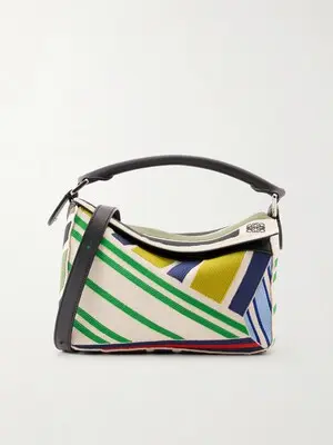 Loewe Puzzle Striped Leather-trimmed Canvas Mini Bag - Multi