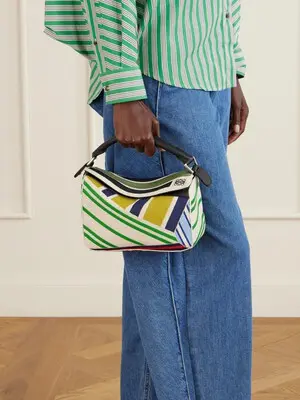 Loewe Puzzle Striped Leather-trimmed Canvas Mini Bag