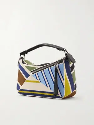 Loewe Puzzle Striped Leather-trimmed Canvas Mini Bag
