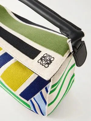 Loewe Puzzle Striped Leather-trimmed Canvas Mini Bag