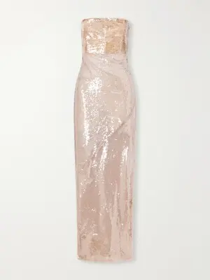 Galvan Moonlight Strapless Sequined Tulle Gown