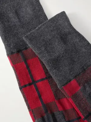 VIVIENNE WESTWOOD Locharron Orb-embroidered Checked Knitted Socks