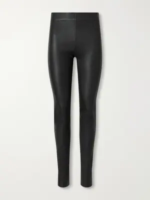 JOSEPH Paneled Stretch-leather Mid-rise Skinny-leg Pants - Black