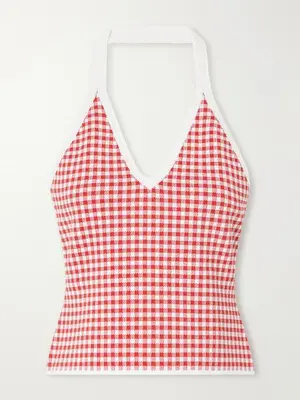 Posse Micah Checked Knitted Halterneck Top