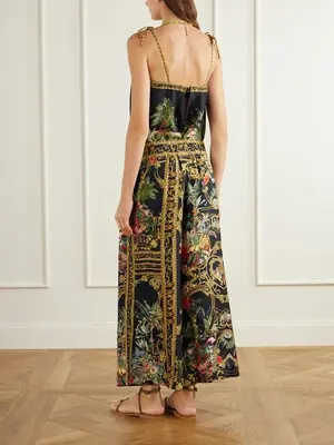 Camilla Cropped Printed Wide-leg Trousers