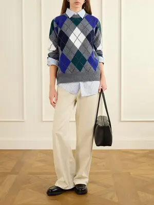 Daughter Ava Argyle Checked Wool Sweater