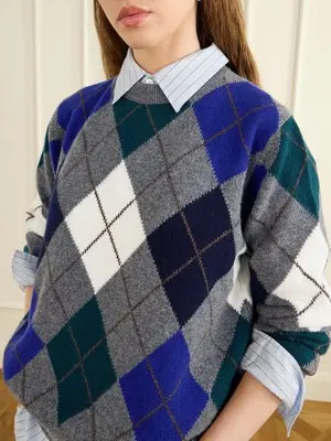 Daughter Ava Argyle Checked Wool Sweater