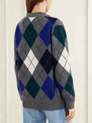 Daughter Ava Argyle Checked Wool Cardigan
