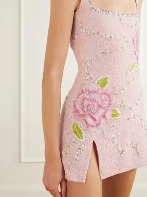 CLIO PEPPIATT Peony Embellished Stretch-mesh Mini Dress