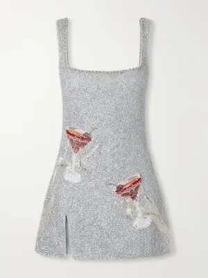 CLIO PEPPIATT Manhatten Sequin-embellished Mini Dress - Blue