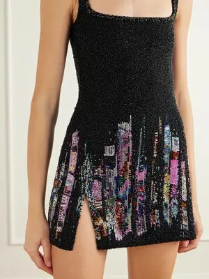 CLIO PEPPIATT Tokyo Embellished Stretch-mesh Mini Dress