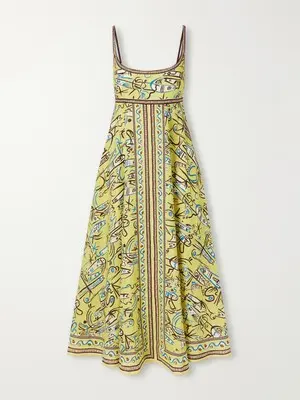ALEMAIS Fish Sticks Printed Linen Midi Dress