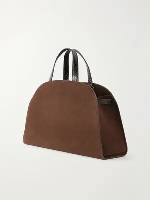 Tory Burch Romy Bauletto Leather-trimmed Suede Leather Tote