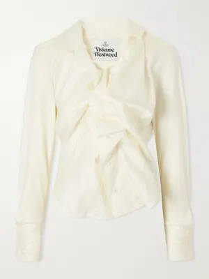 VIVIENNE WESTWOOD Drunken Draped Cotton-twill Shirt - Neutrals