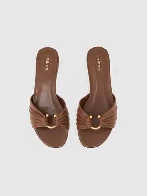 REISS Leather Open-ring Flat Sandals