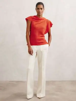 REISS Asymmetric Drape-neck Top
