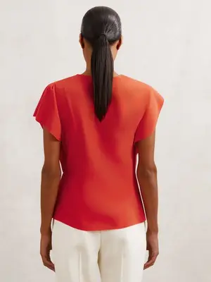 REISS Asymmetric Drape-neck Top