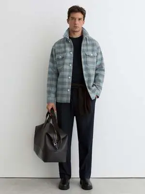REISS Wool-blend Twin-pocket Check Overshirt