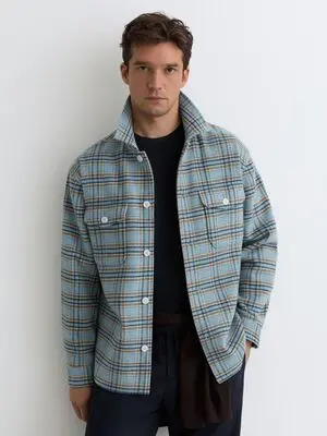 REISS Wool-blend Twin-pocket Check Overshirt